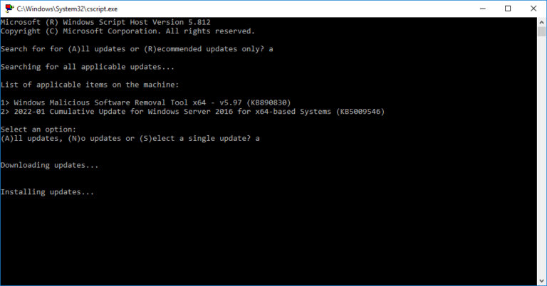 Windows Server Windows Update Using Cli Command Prompt And Sconfig The Tech Journal