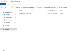 Network placement of NVIDIA vGPU Licensing Client Configuration Token ...